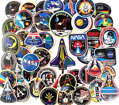 NASA ..47 Stickers ..Apollo 11 + Columbia Space Shuttle Last Flight ...