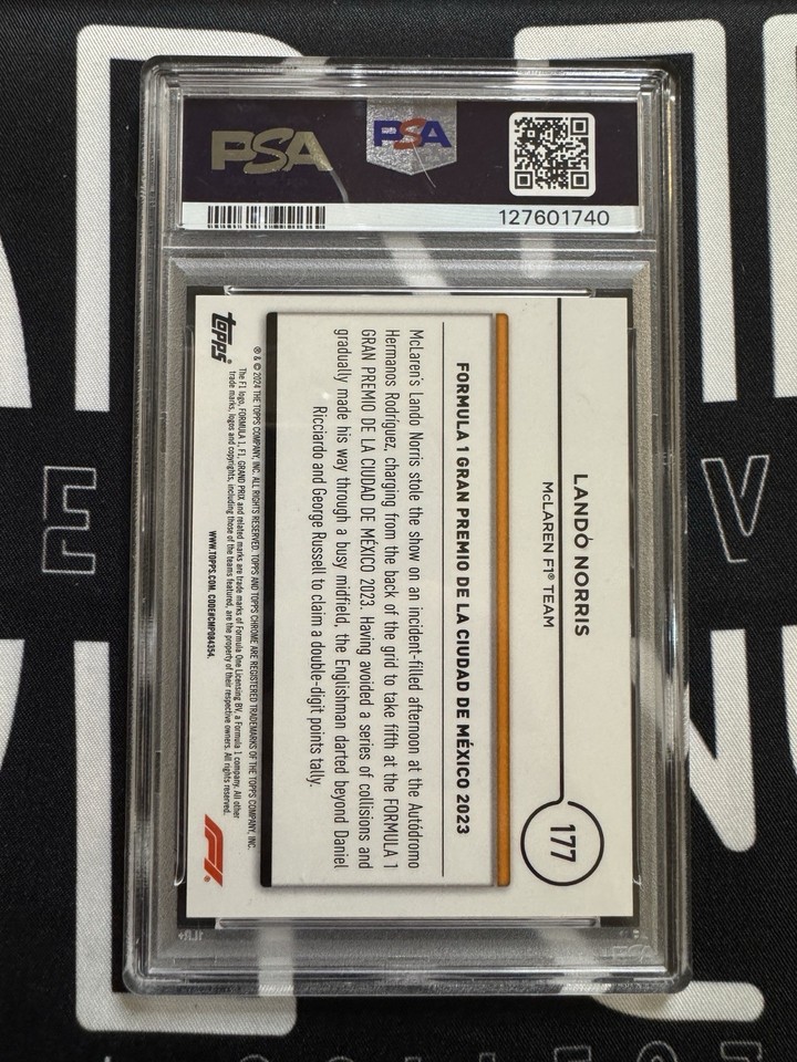 2024 Topps Chrome F1 Lando Norris Orange Checker Flag Ref /25 #177 PSA 10 POP 1 | eBay