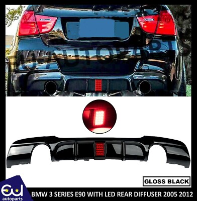 FOR BMW 3 SERIES E90 E91 M SPORT REAR DIFFUSER DUAL EXHAUSTS GLOSS ...