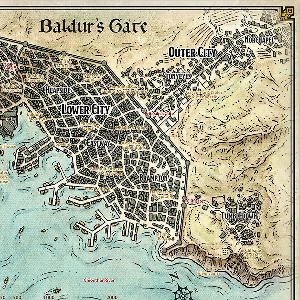 Baldur's Gate Map 24" x 16" D&D Dungeons & Dragon - Official [WOTC ...