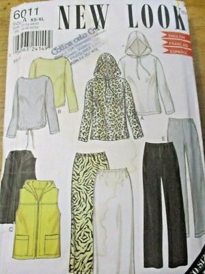 NEW LOOK SEWING PATTERN NO. 6011 LADIES HOODED TOPS PANTS & SKIRT SIZES ...