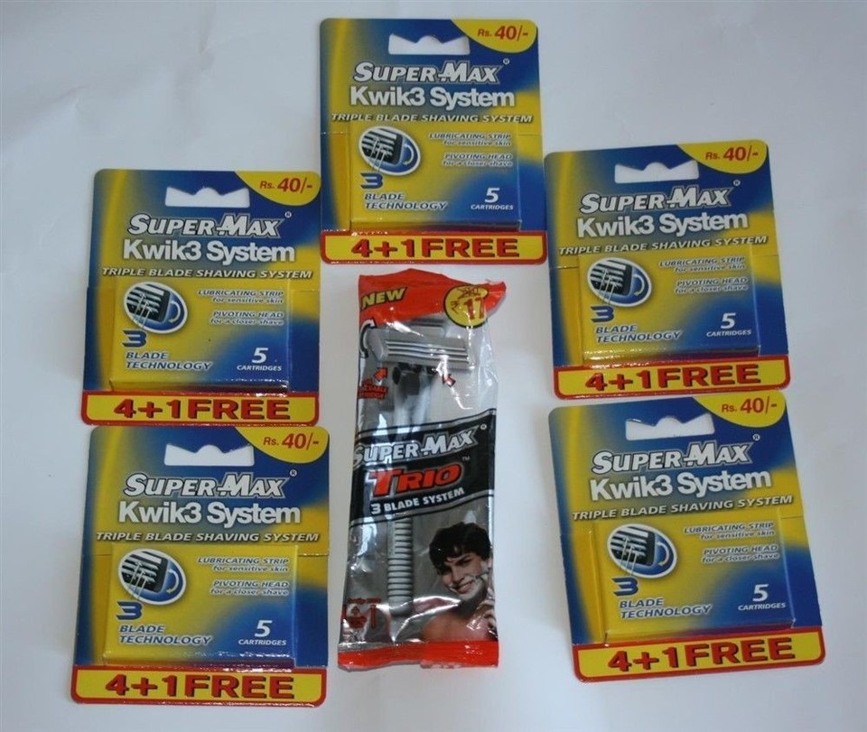 26 Supermax Kwik3 Refills BLADES 1 Razor fits Gillette Sensor3 Excel ...