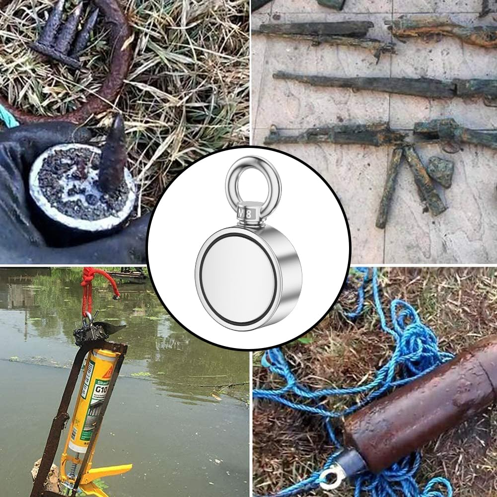 Fishing Magnet Kit, 700Lbs Pull Force Strong Double Side Magnet Fishing ...