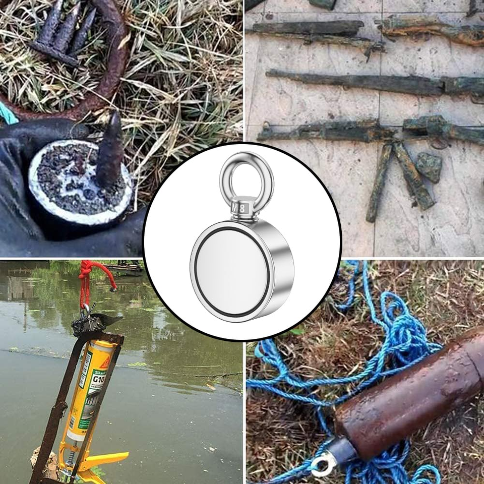 Fishing Magnet Kit, 700Lbs Pull Force Strong Double Side Magnet Fishing ...