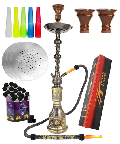32" Traditional 1 Hose Egyptian Hookah w/ Matching Glass - Complete Set ...