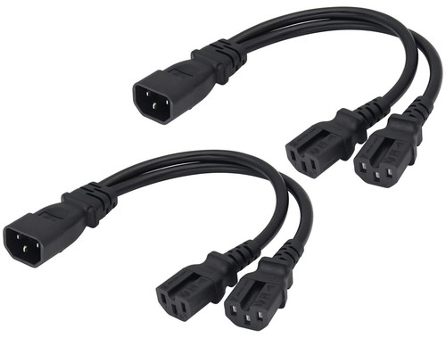 (2 Pack) IEC320 C14 to 2 x C15 Y Splitter AC Power Plug Extension Cord ...