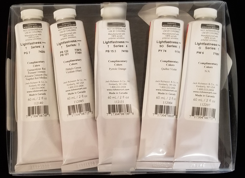 Stephen Quiller Acrylics Basic Paint Set - 5 Tubes - New but Missing 1 ...