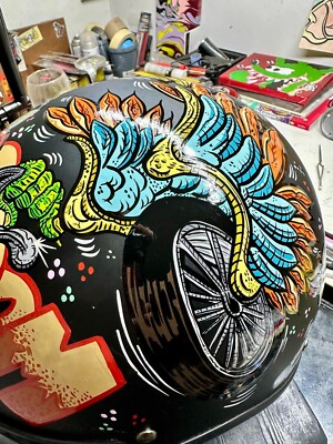 Custom Painted Motorcycle Helmet Weirdo Flying Eyeball Skull Wing Wheel ...