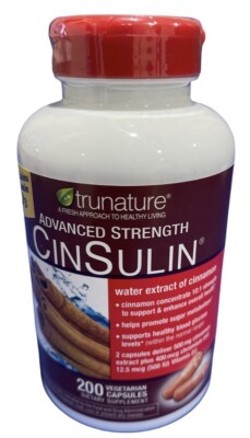 Trunature Advanced Strength CINSULIN Cinnamon Healthy Blood Glucose ...