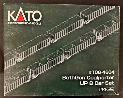 N SCALE SET OF 8 KATO UNION PACIFIC BETHGON COALPORTER, ITEM # 106-4604 ...