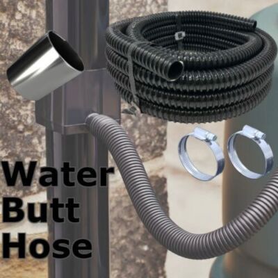 WATER BUTT HOSE PIPE EXTENSION OVERFLOW FLEXIBLE CONNECTOR TUBE JOINER ...