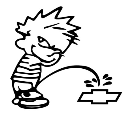 Calvin Peeing on Chevy Logo Vinyl Decal Multiple Colors and Sizes | eBay