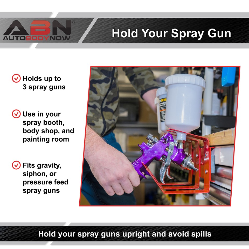 ABN 3 Hook Gravity Spray Gun Holder - 12in Magnetic Auto Paint Gun Rack ...