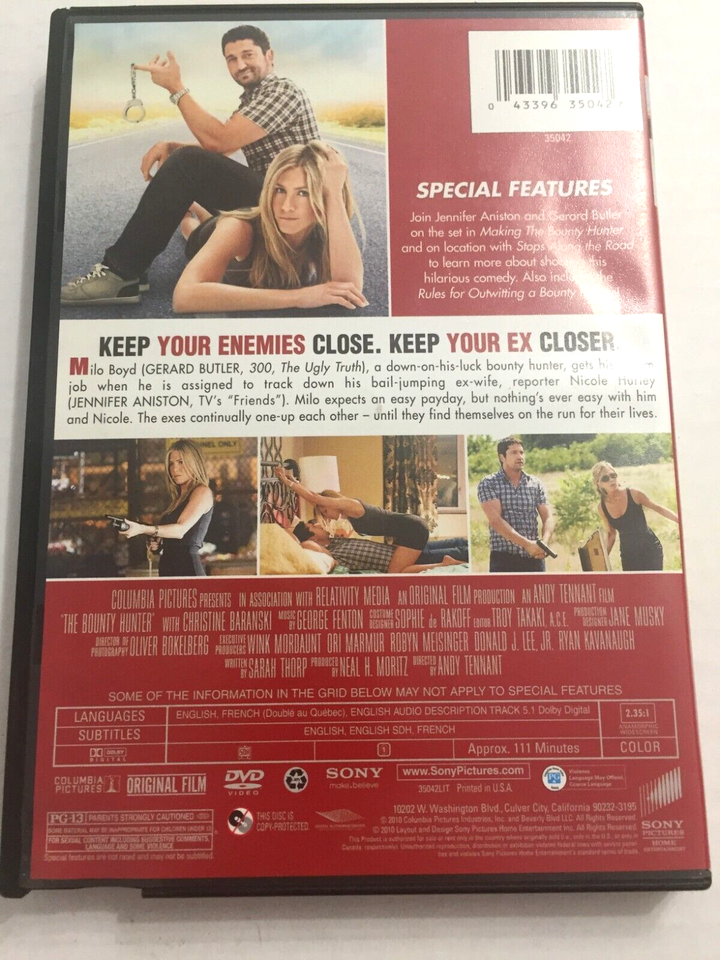 The Bounty Hunter DVD Jennifer Aniston Ships Free Same Day with ...