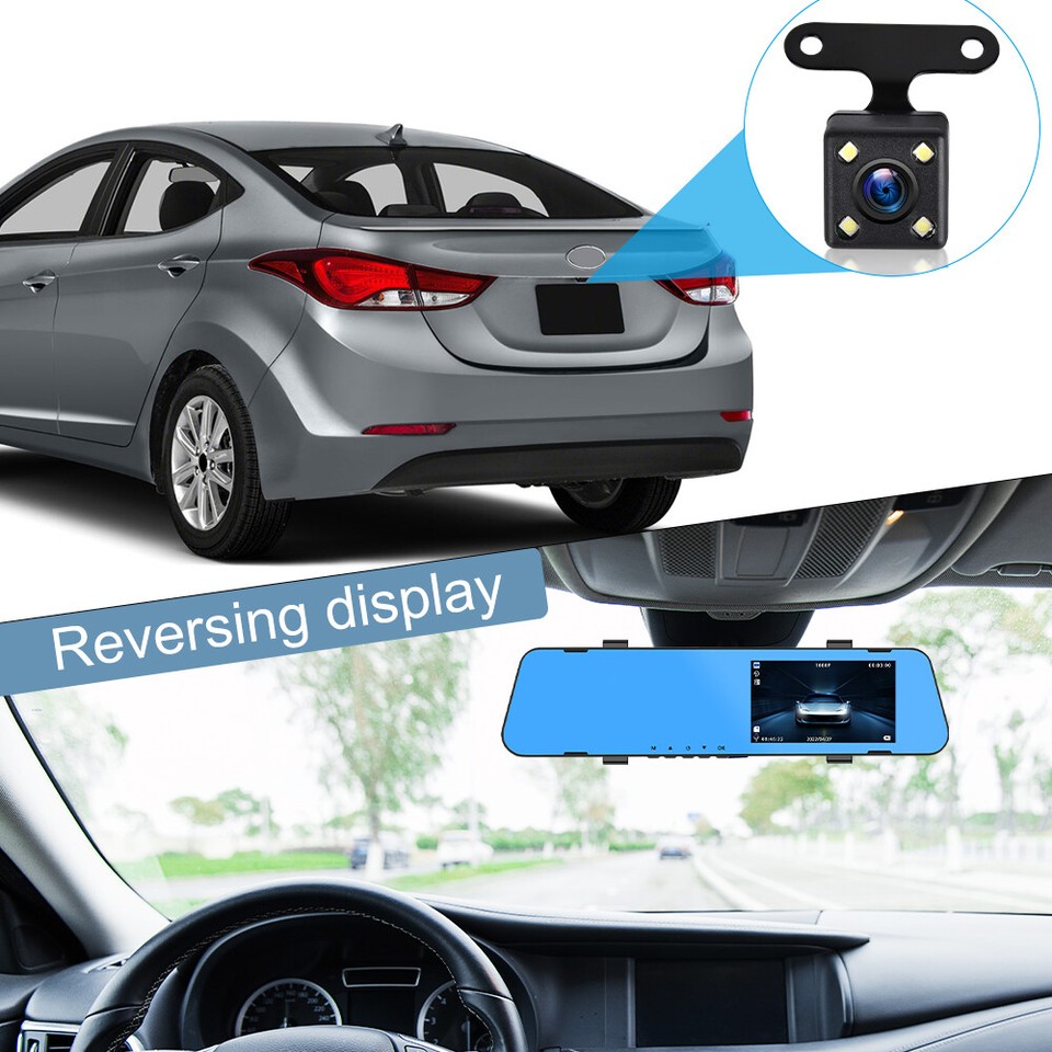 1080P Rearview Mirror Car DVR Dual Dash Cam Camera Front Rear HD Video ...