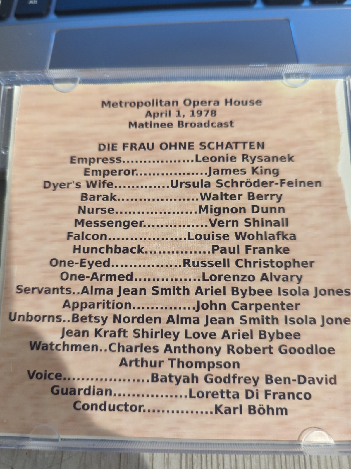 Live Opera Recording CD -568 1978 Schatten Rysanek King Feinen Berry ...