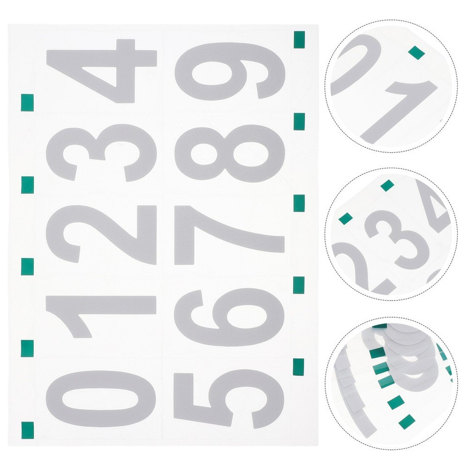 6 Sets Fluorescent Reflective Number Stickers Waterproof For Mailbox ...