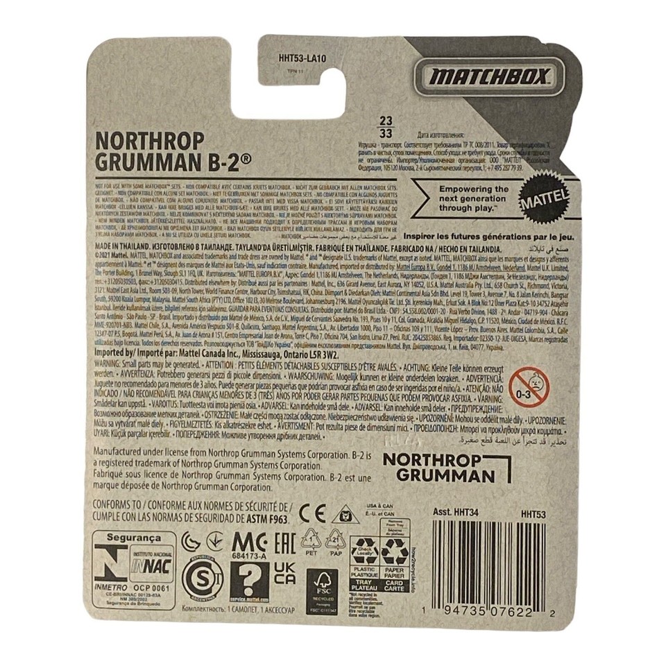 MATCHBOX SKYBUSTERS: NORTHROP GRUMMAN B-2 BOMBER MILITARY AIRPLANE MBX ...