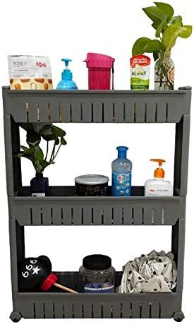 3/4 Tier Storage Tower Slide Out Rolling Castor Organiser Trolley Rack ...