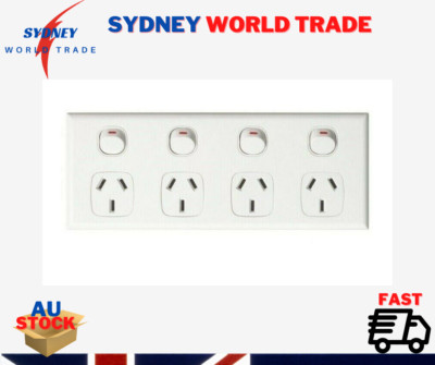 Quad 4 Gang Power Point Outlet Socket GPO Surface socket Mount | eBay