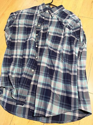 merona xl blue mens button down shirt short sleeve button up | eBay