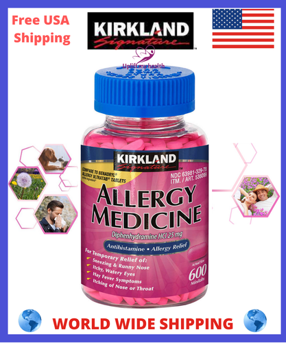 Kirkland Signature Allergy Relief Medicine 600 Tablets 25-mg Compare to ...
