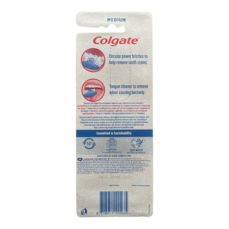 Colgate Medium Toothbrush Premier Clean Remove Stains Medium Bristles ...