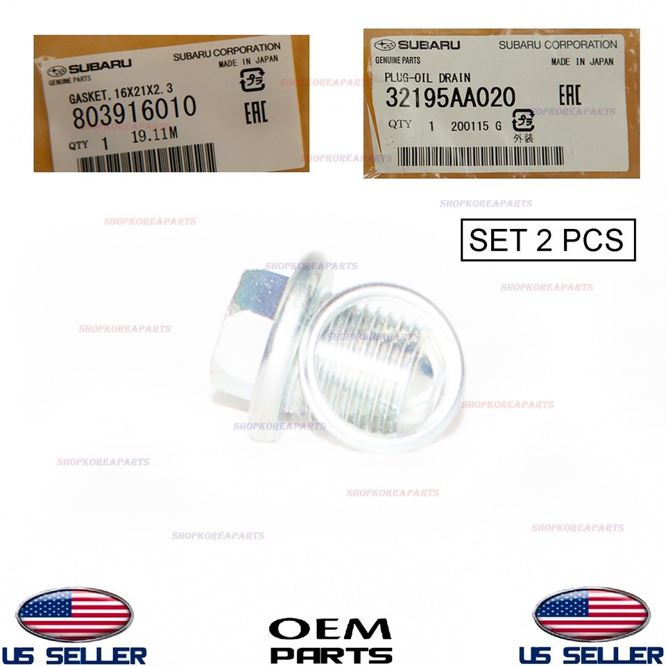 Genuine Engine Oil Drain Plug & Crush Washer Gasket OEM SUBARU See ...