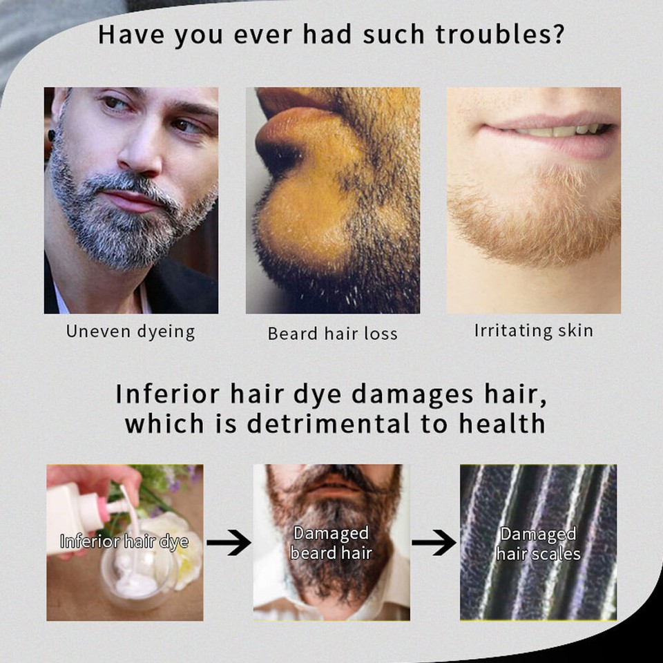 10Pack Men's Mustache and Beard Hair Color Dye 5 inute Black Permanent ...