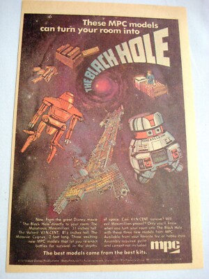 1980 Color Ad The Black Hole MPC Models Cygnus, Vincent, Maximillian | eBay