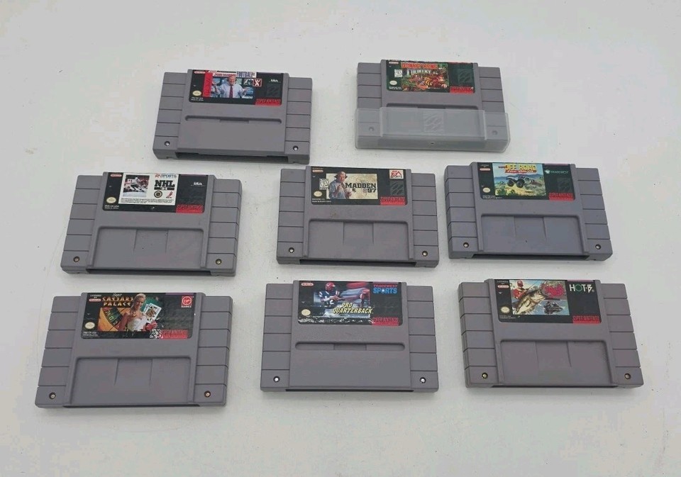 Super Nintendo SNES Jr Console SNS-101 TESTED with 2 Controllers And 7 ...