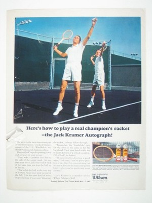 Vintage 1960s Wilson Jack Kramer Autograph Tennis Racket Print Ad | eBay