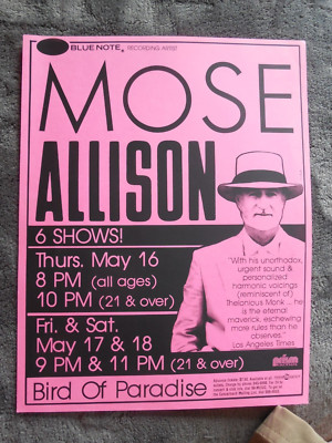Mose Allison Original Concert Poster The Bird Of Paradise Ann Arbor MI ...