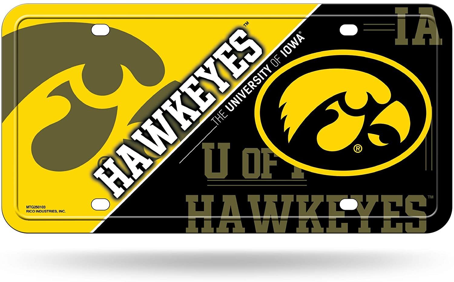 University of Iowa Hawkeyes Metal Auto Tag License Plate, Split Design ...
