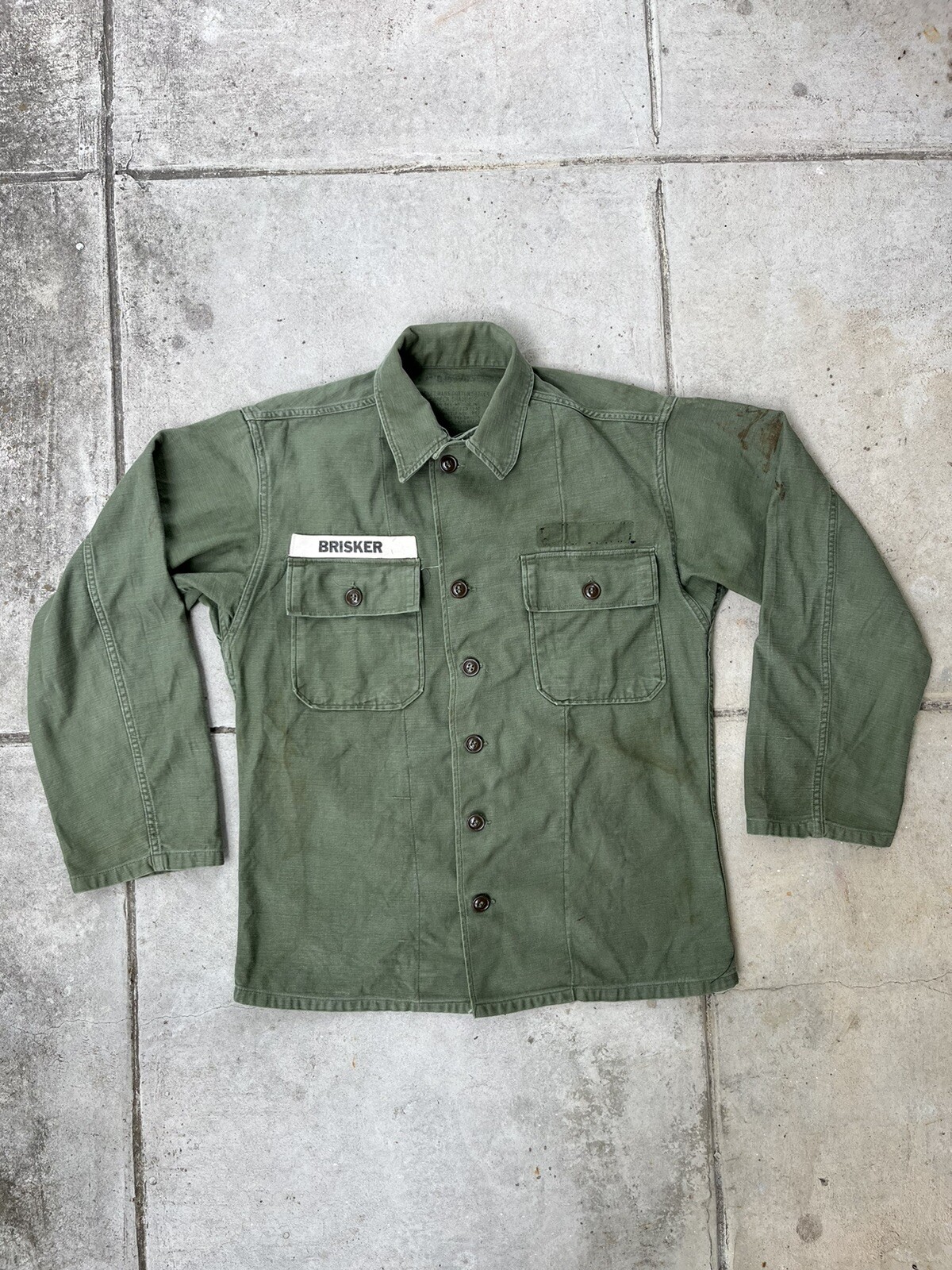 Vintage 50s 60s Vietnam Era US Army OG-107 Type 1 Sateen Shirt Fatigue ...