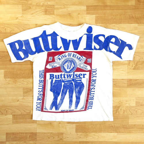 Vtg 90s AOP Buttwiser King Of Rears Shirt XL RARE Budweiser Beer Parody ...