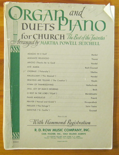 Organ and Piano Duets For Church Arr Martha Setchell Hammond Reg R D ...