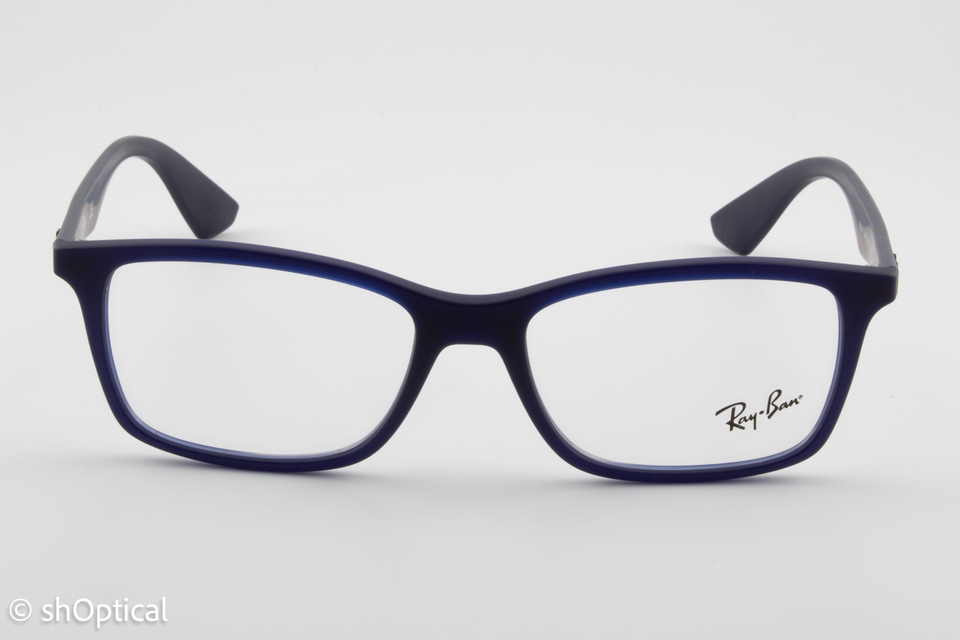 Ray-Ban RB7047 5450 Male Rectangular Glasses Frames Matte Blue 54mm ...