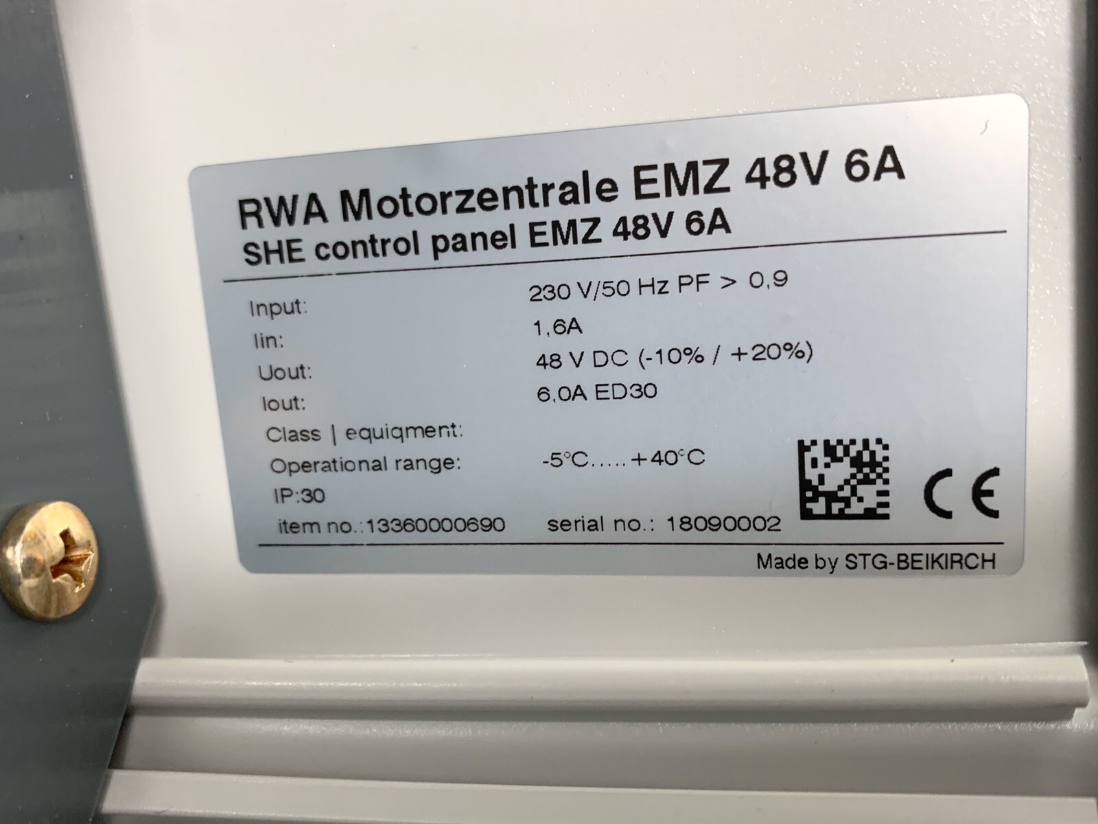 RWA Motorzentrale EMZ 48V 6A SHE control panel——1777 | eBay UK