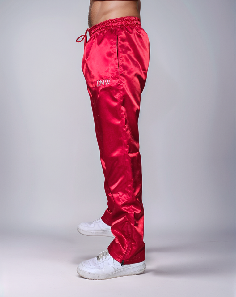 Sporty Shiny Satin Track Pants – Glossy Athletic Joggers with Mesh ...