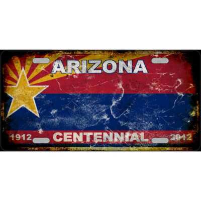 Arizona Centennial State Rusty Novelty Metal License Plate Tag LP-8190 ...