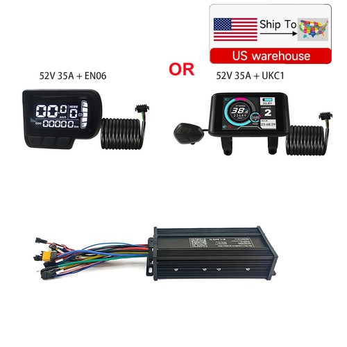 E-Bike 36V 48V 52V 35A Sine Wave Controller+EN06/UKC1 Display for 1500W ...