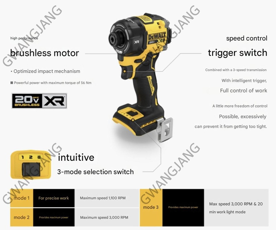 Dewalt DCF870 20V MAX Brushless Impact Driver Bare Tool Only Body DIY ...