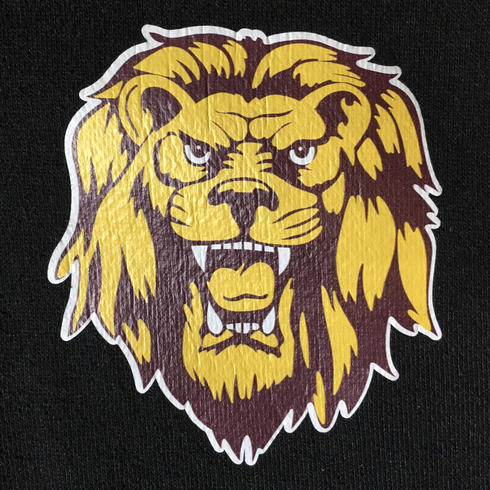 Vintage Yellow Lion Logo Black Sweatshirt 3XL College High School ...