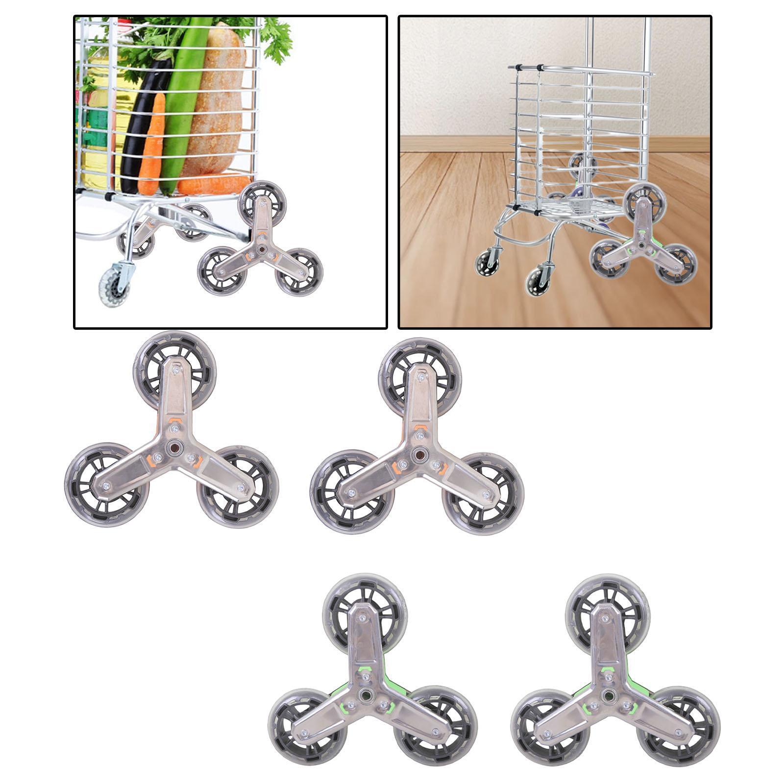 2x Triangle Stair Climbing Wheels Heavy Duty Trolley Assembly Roller ...