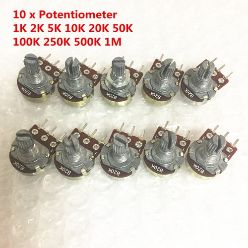 10 PCS WH148 B10K Linear Potentiometer Pot 1K 2K 5K 10K 100K 500K 1M ...