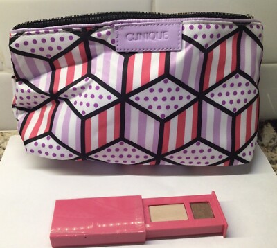 CLINIQUE All About Shadow Duo #01 Like Mink+ Cosmetic Bag~BRAND NEW No ...