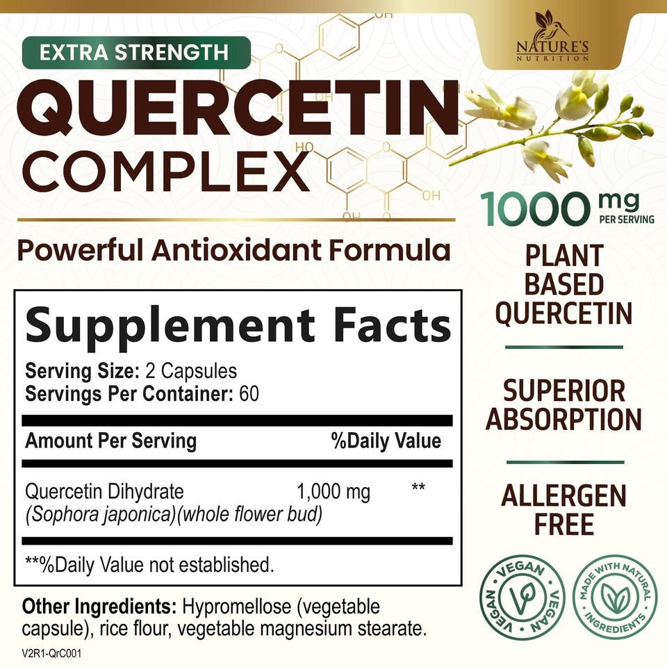 Quercetin 1000mg Extra Strength Quercetin Antioxidants & Bioflavonoids ...