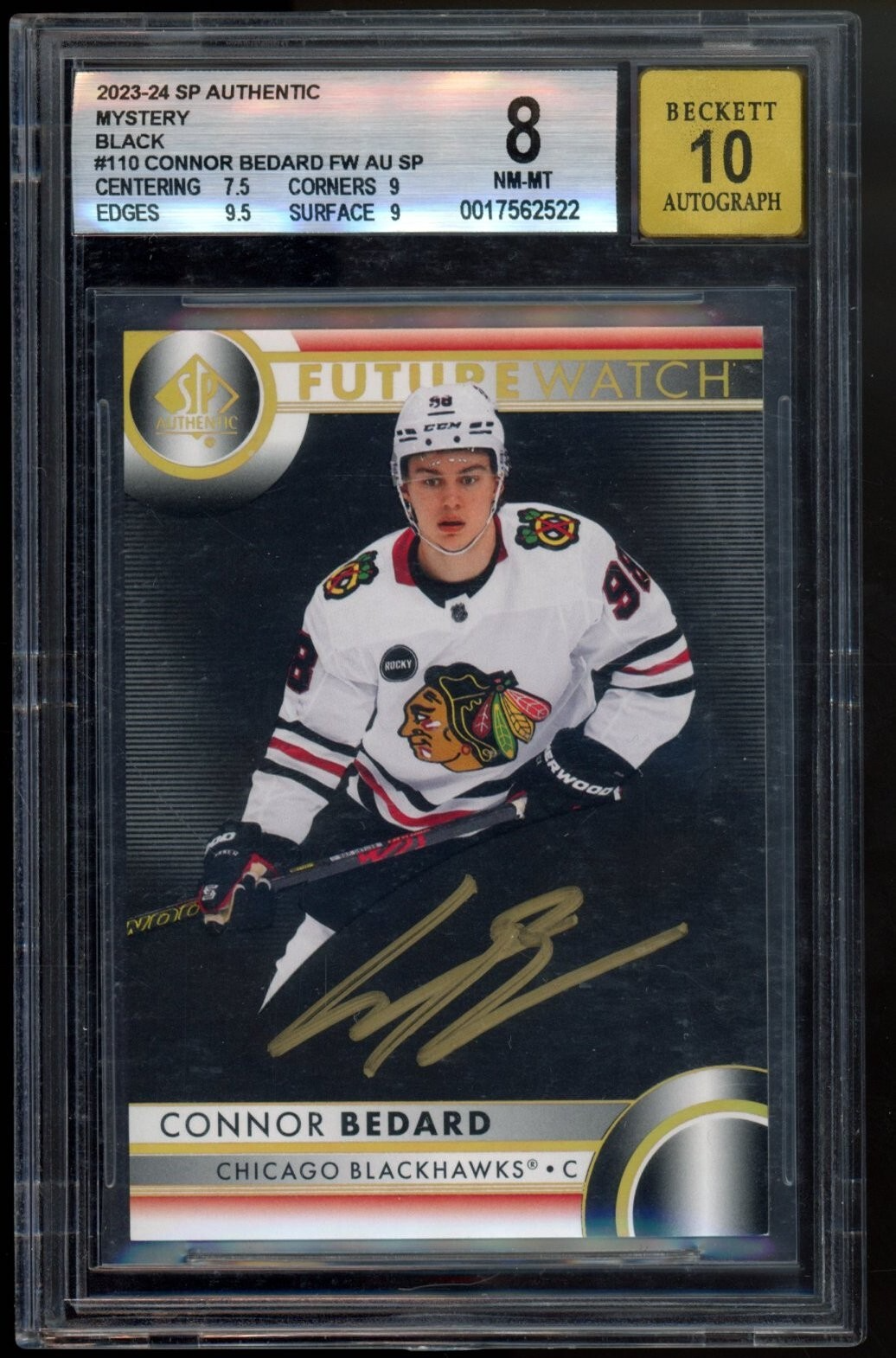 2023 SP AUTHENTIC #110 CONNOR BEDARD FUTURE WATCH AUTO BLACK ROOKIE SSP ...