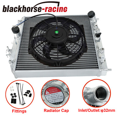3 Row Aluminum Core Radiator & 10" Slim Pull Push Cooling Fan For Civic ...